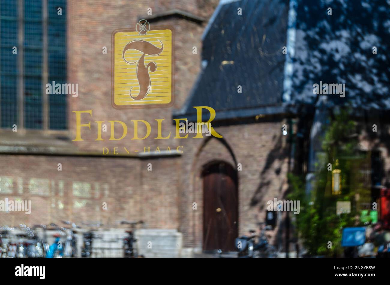 THE HAGUE, NETHERLANDS - AUGUST 26, 2013: Facade and logo of the ...