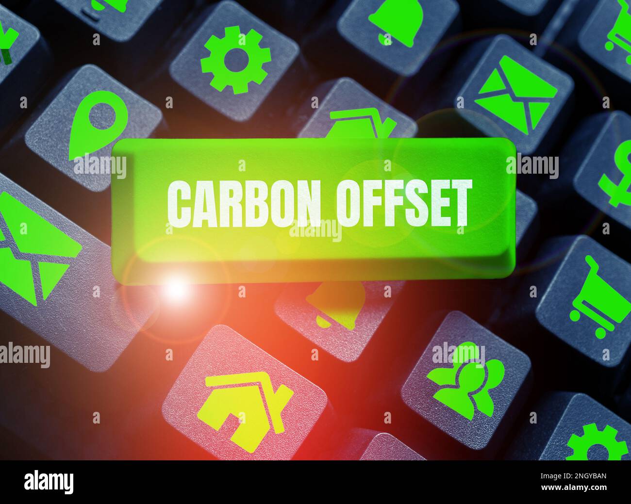 Text showing inspiration Carbon Offset. Word for Reduction in emissions ...