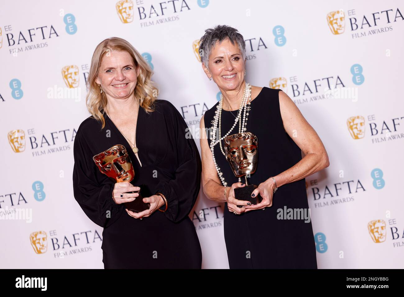 Nikki Barrett, left, and Denise Chamian, winners of the casting award for 'Elvis', pose for ...
