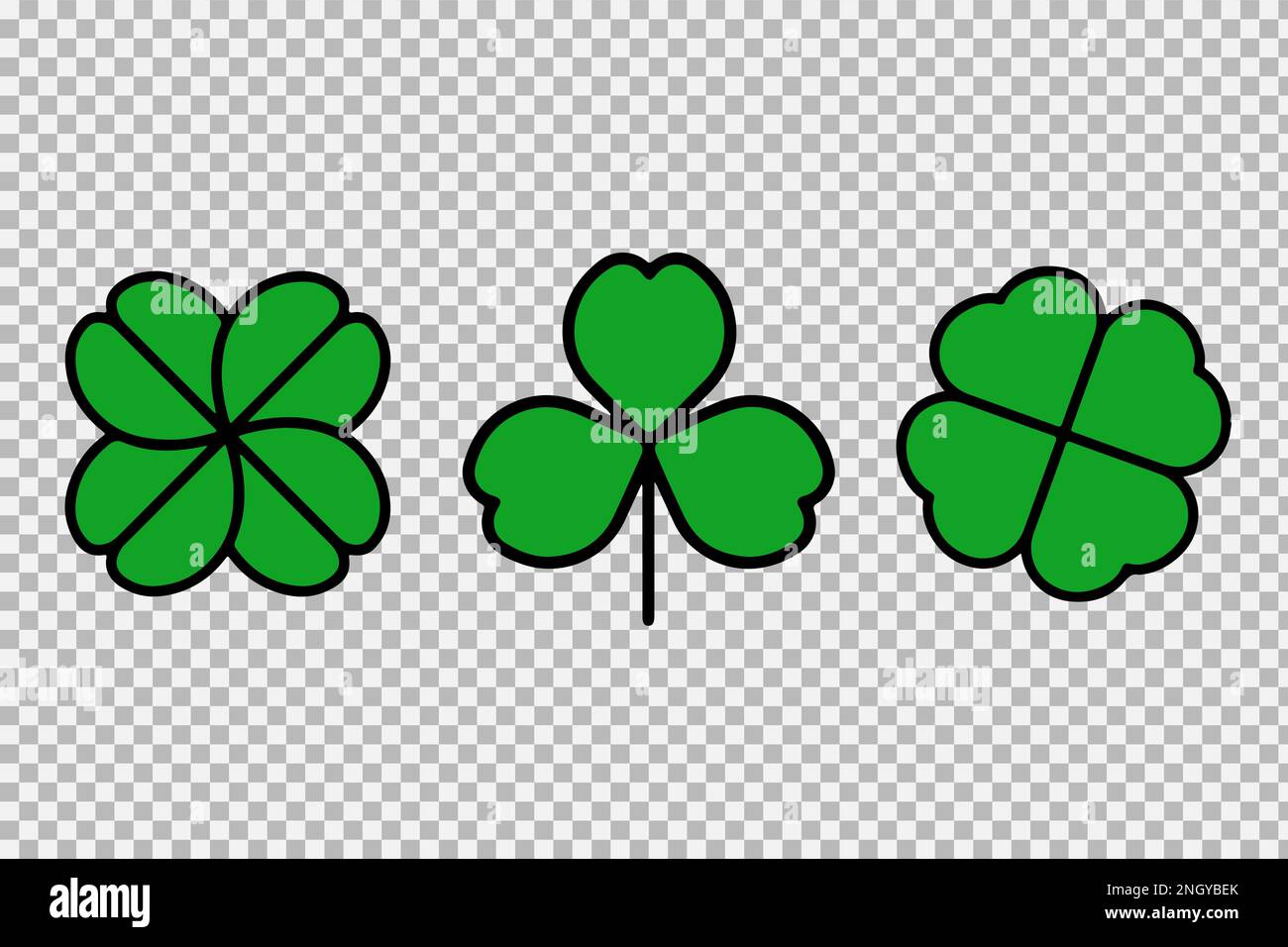Green Shamrock clover vector icon. St Patrick day symbol, leprechaun ...