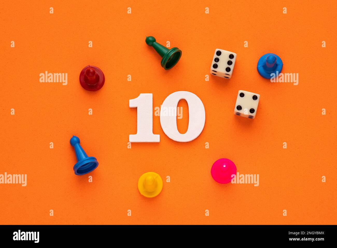 Number 10 with dice and board game pieces - Orange eva rubber ...
