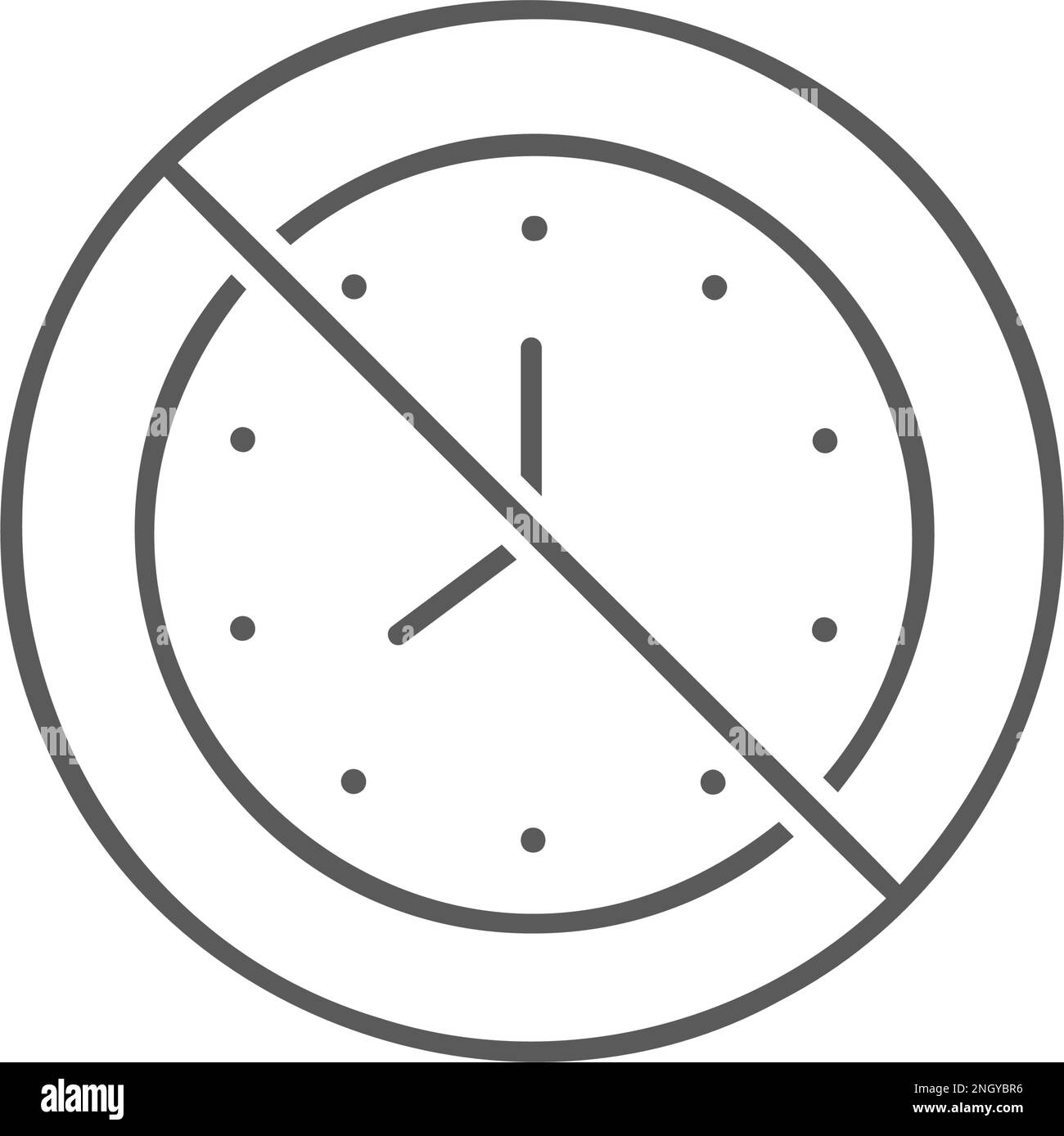 Clock with prohibition sign, no time, deadline lineal icon. Time ...