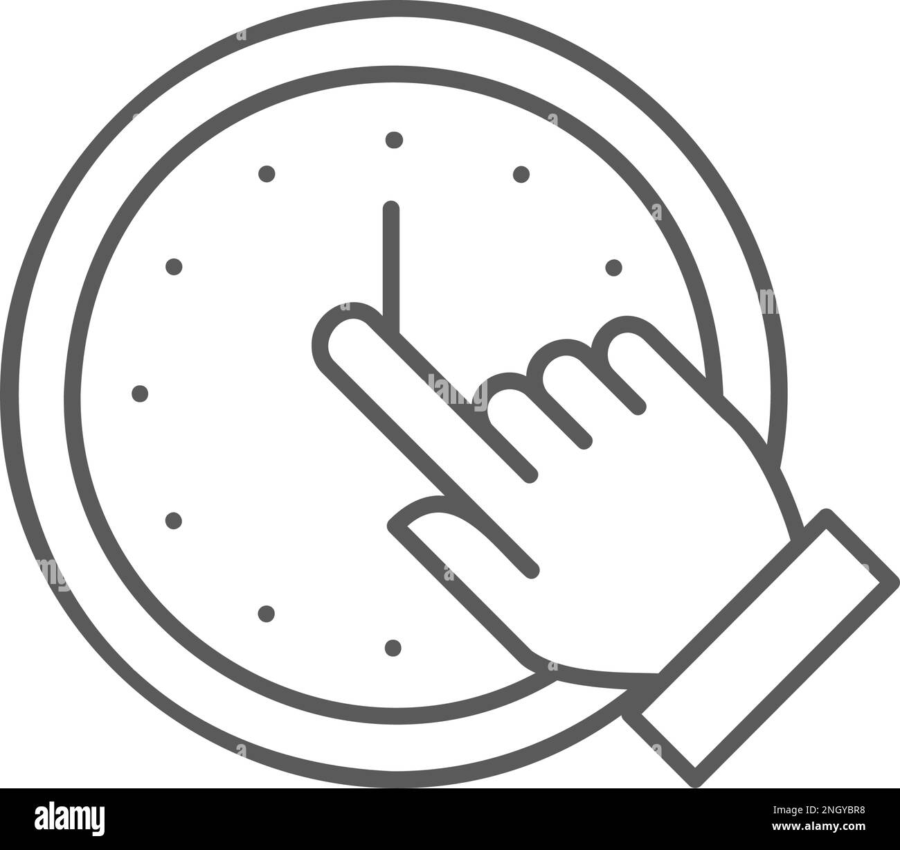 Finger click on clock, stopwatch lineal icon. Time management symbol ...