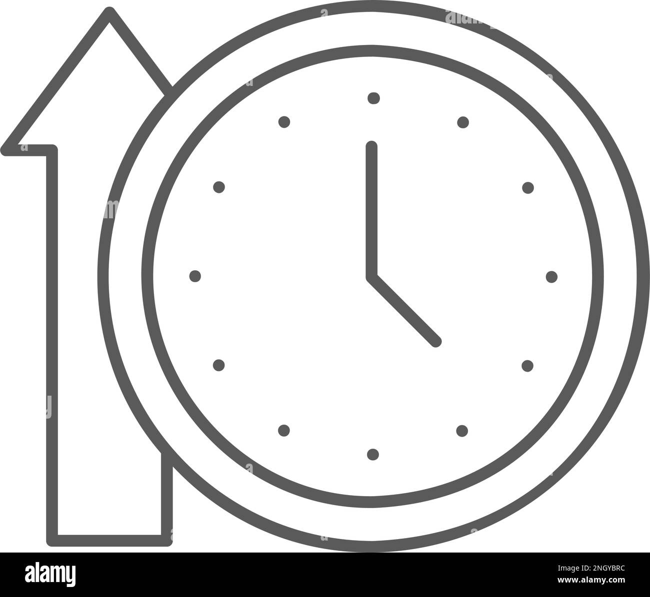 Clock with up arrow, improvement lineal icon. Time management symbol ...