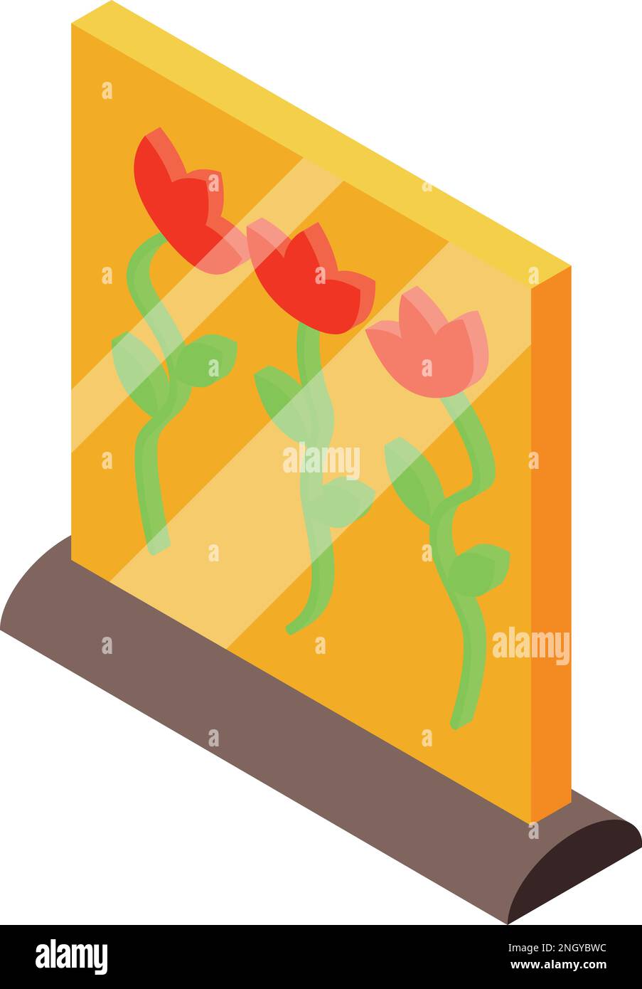 Flower epoxy resin icon isometric vector. Wood texture. River liquid ...