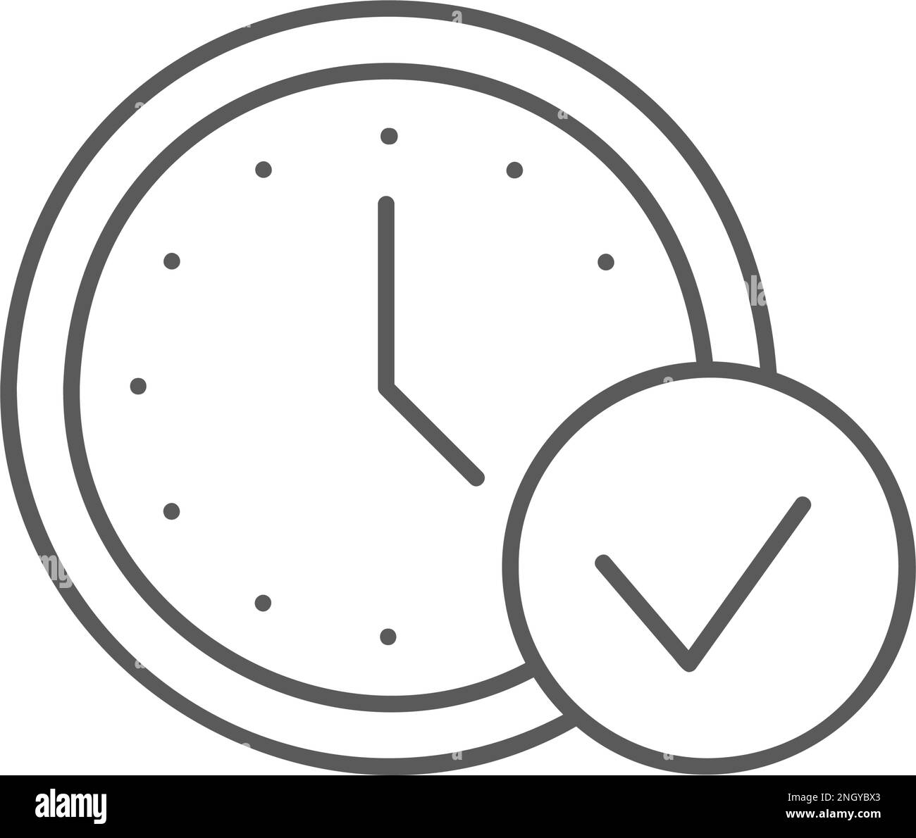 Clock with check mark, best time, stopwatch lineal icon. Time ...