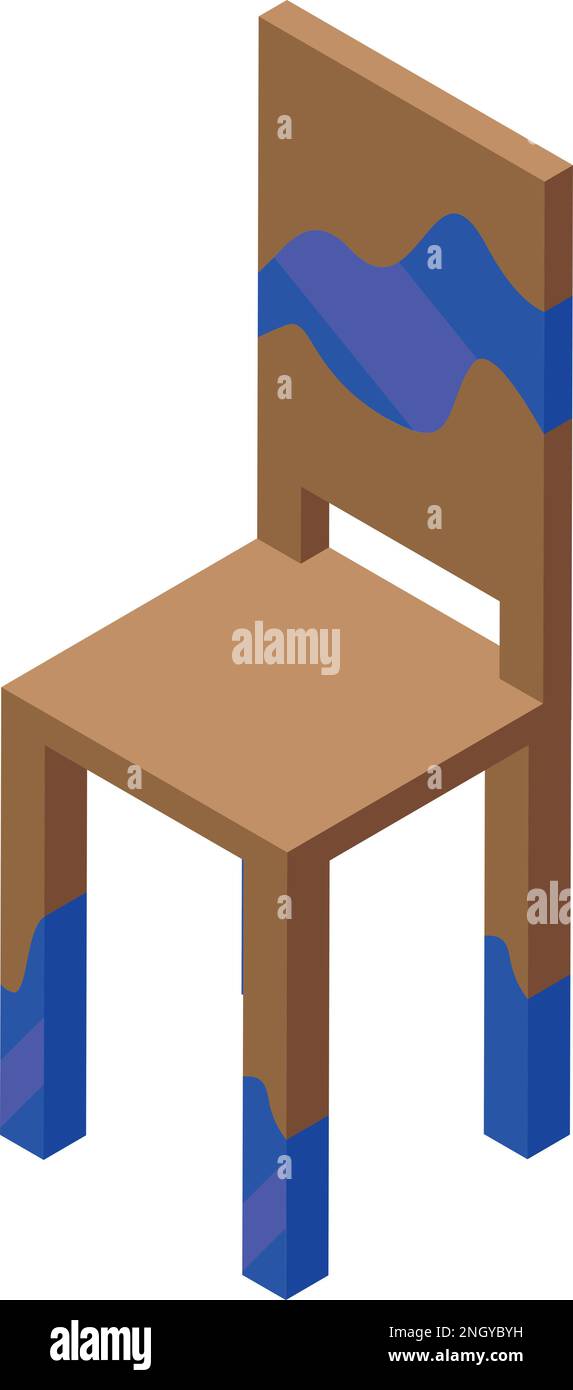 Chair epoxy resin icon isometric vector. Wood texture. Creative marble ...