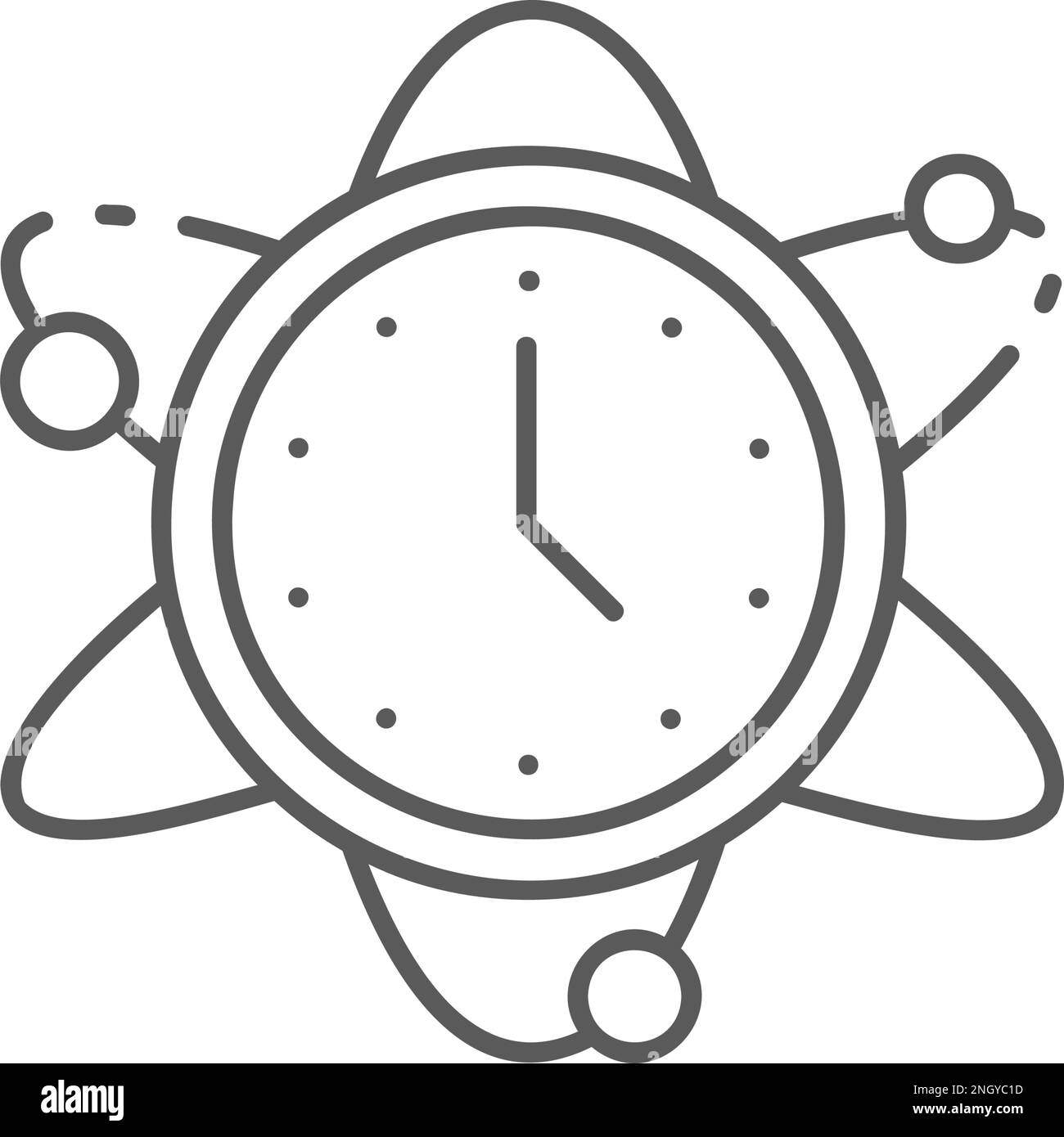 Clock with orbit, internet time, atom lineal icon. Time management ...