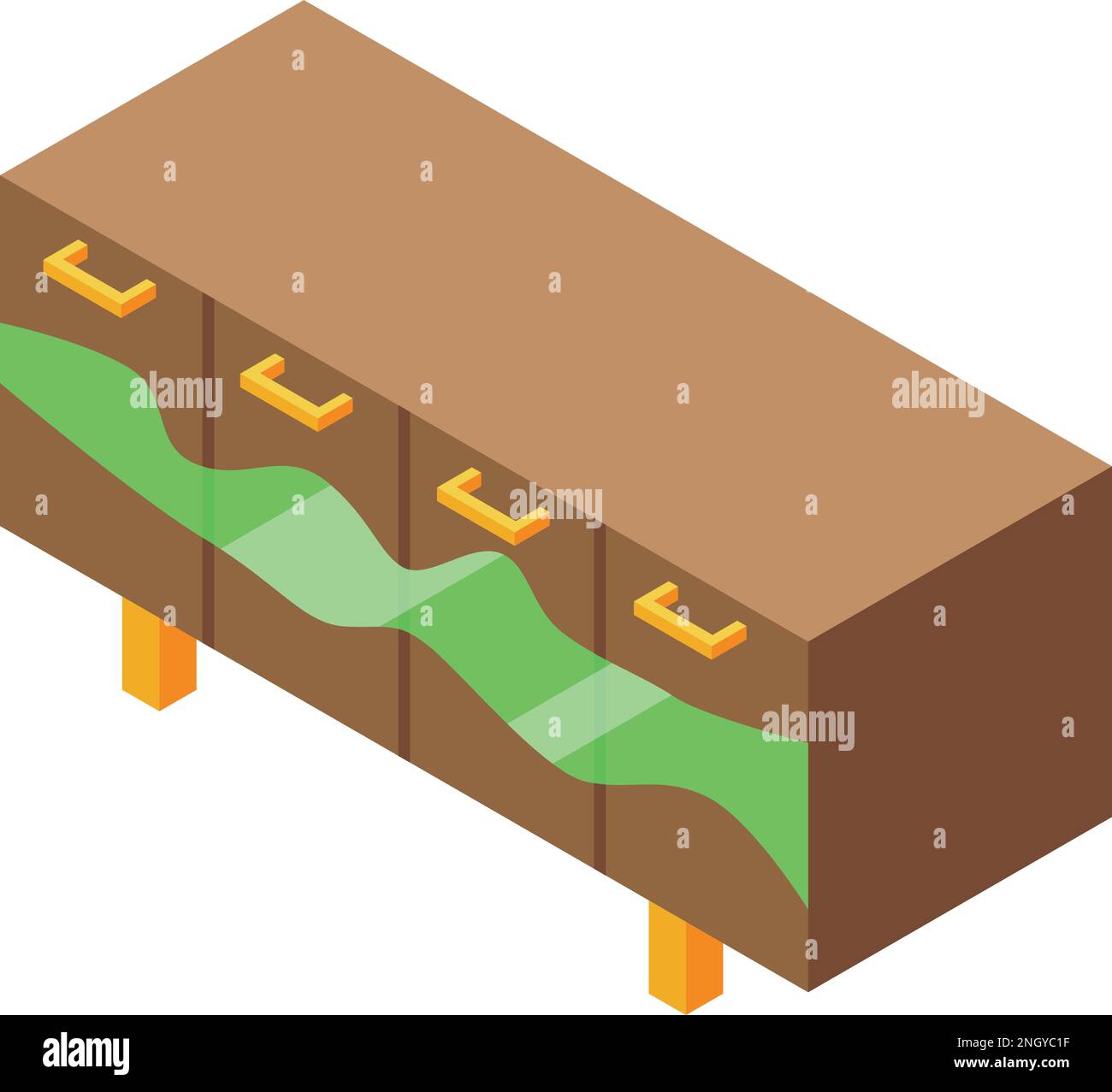 Furniture epoxy resin icon isometric vector. Wood texture. Liquid ...