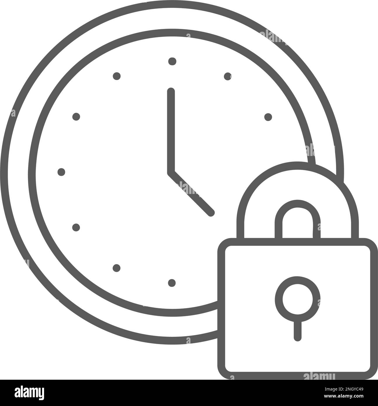 Clock with lock, security time, alarm lineal icon. Time management ...
