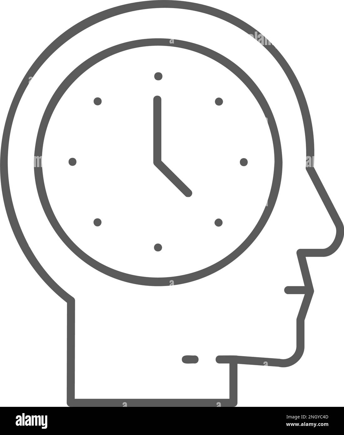 Clock with head, business time lineal icon. Time management symbol design Stock Vector Image ...