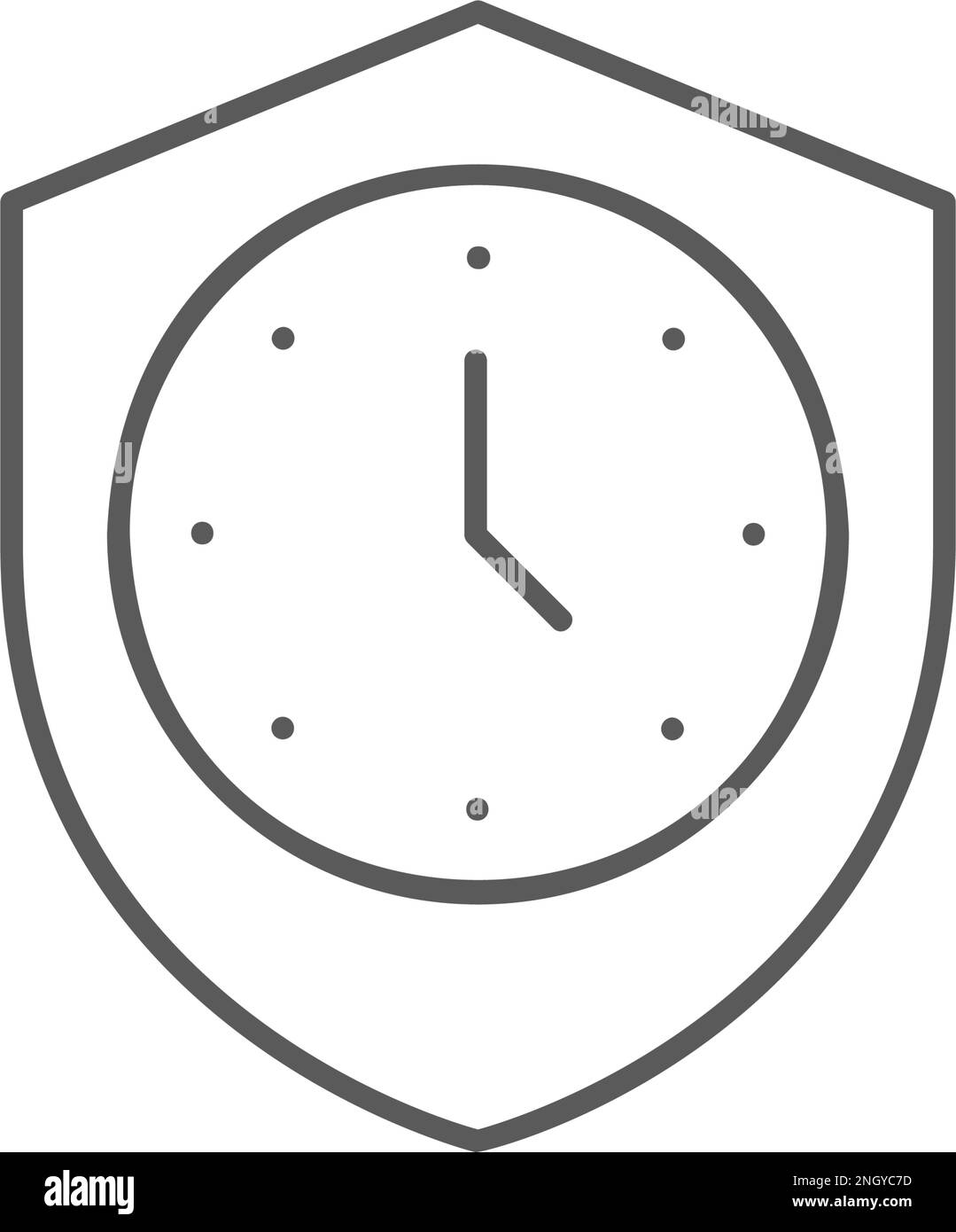 Clock with shield, privacy time, security clock lineal icon. Time ...