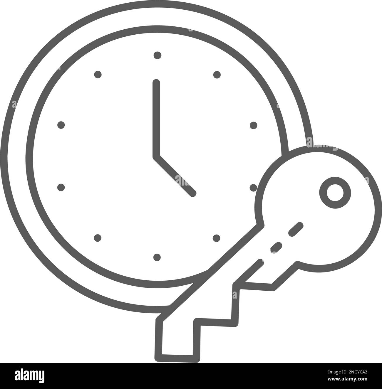 Clock with key, timer lineal icon. Time management symbol design Stock ...