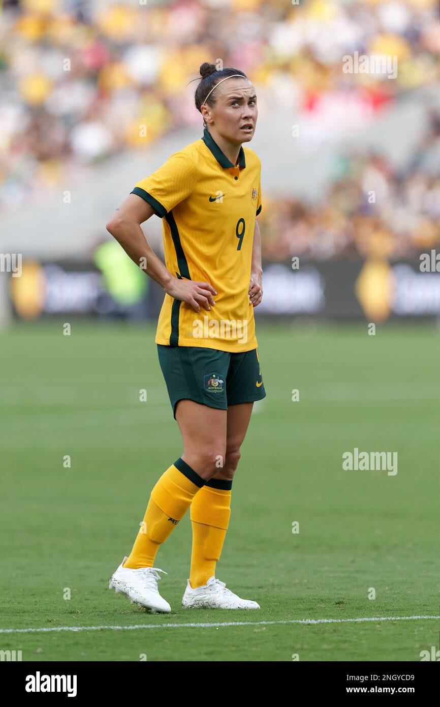 Sydney, Australia. 19th Feb, 2023. Caitlin Foord of Australia looks on ...