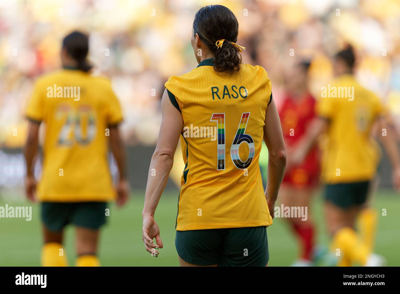 Sydney, Australia. 19th Feb, 2023. Hayley Raso of Australia is seen ...