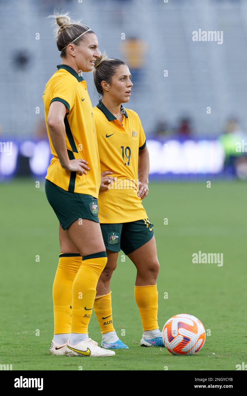 Sydney, Australia. 19th Feb, 2023. Steph Catley and Katrina Gorry of ...