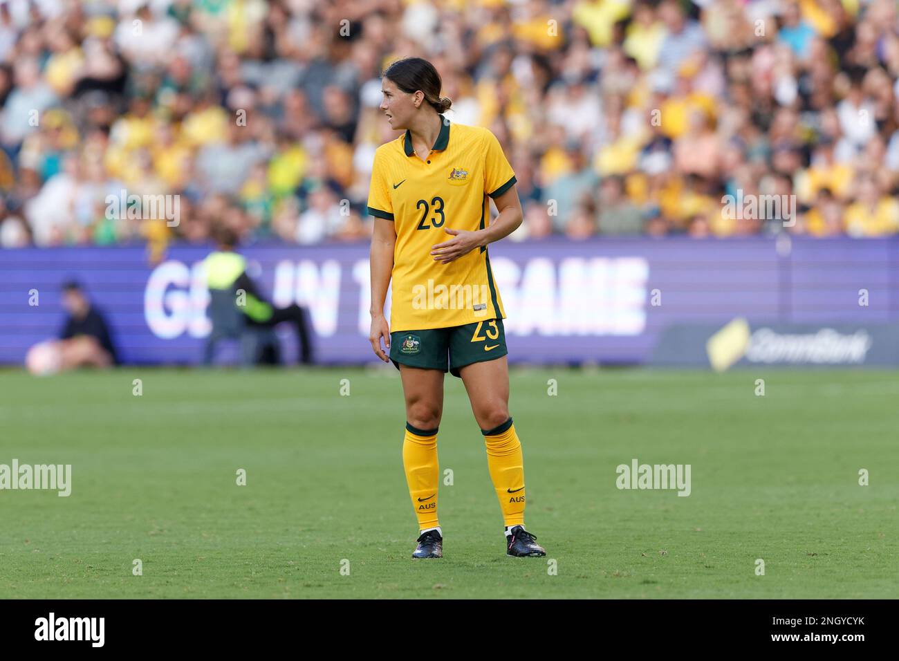 Sydney, Australia. 19th Feb, 2023. Kyra Cooney-Cross of Australia looks ...