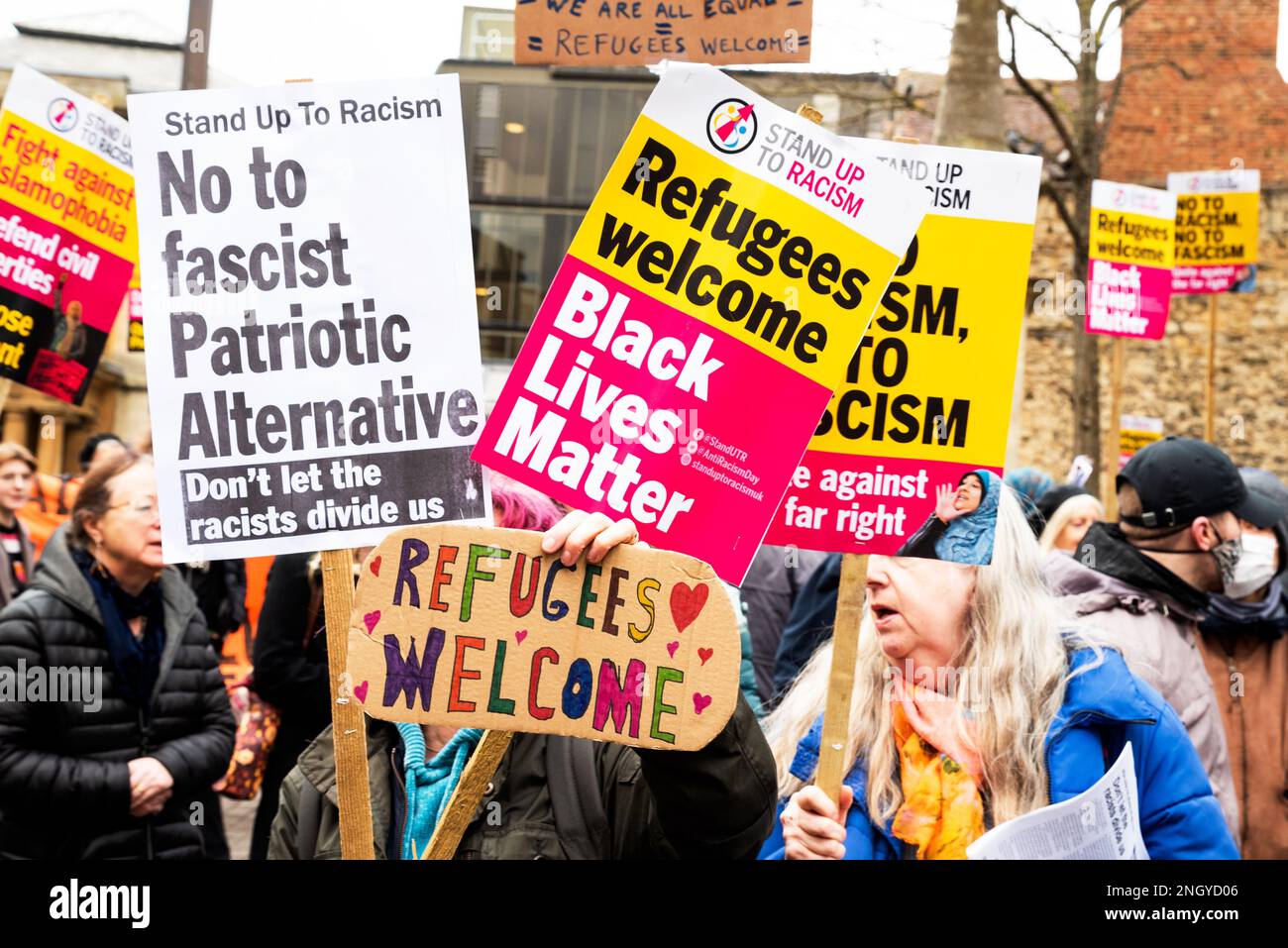 Bonn Square, Oxford, UK. February 18th 2023. Stand Up to Racism rally ...