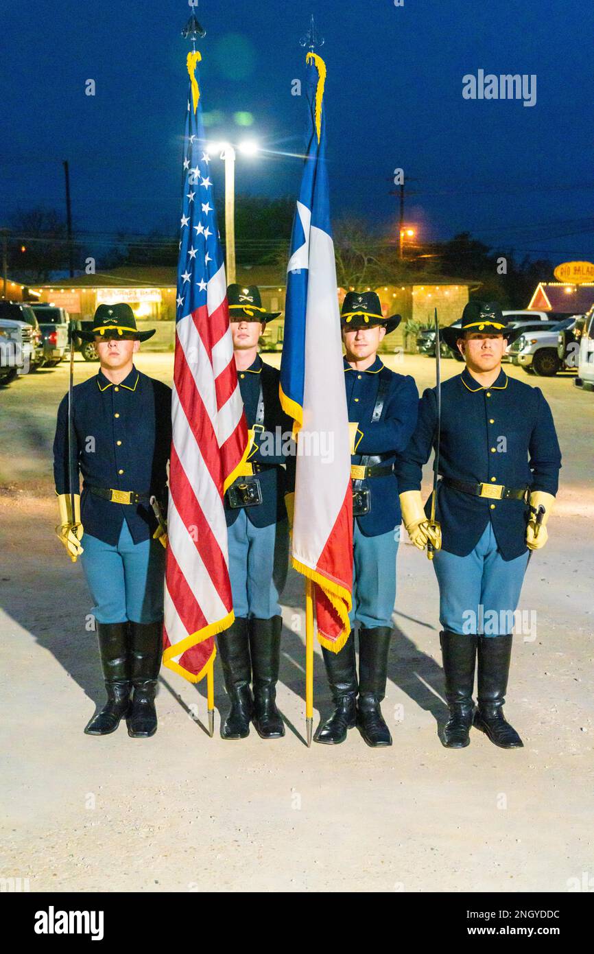 U.S. Army Troopers assigned to 1st Cavalry Division color guard pose ...