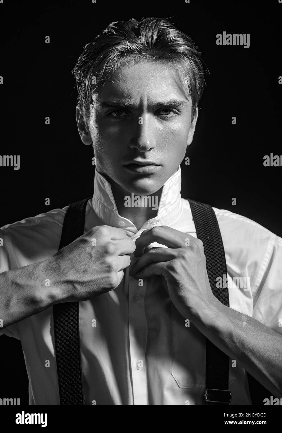 Man in shirt emotions Black and White Stock Photos & Images - Alamy