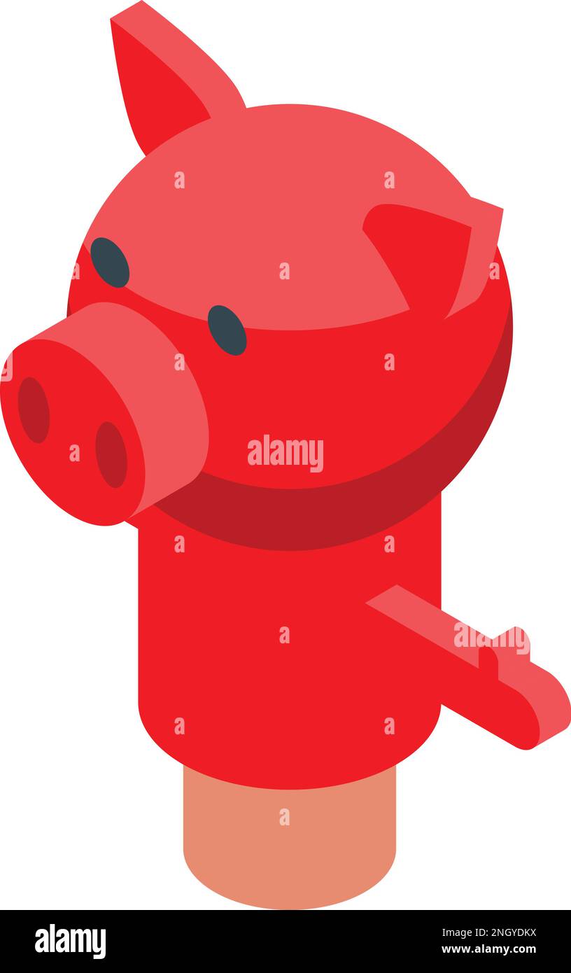 Pig puppet doll icon isometric vector. Child show. Animal show Stock ...