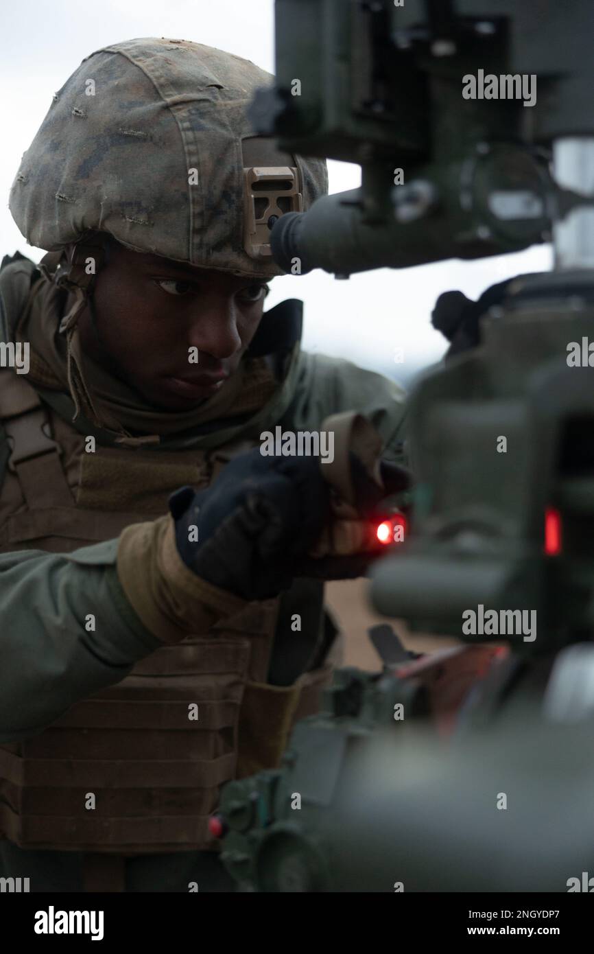 U.S. Marine Corps Lance Cpl. Charles Battles, a field artillery ...