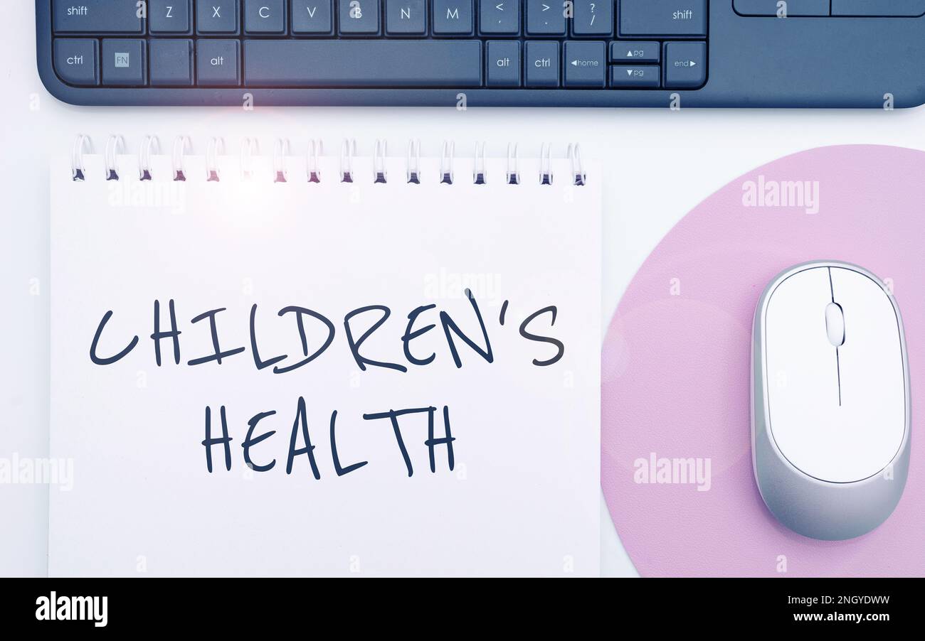 Hand writing sign Children's Health. Business idea kid condition of ...