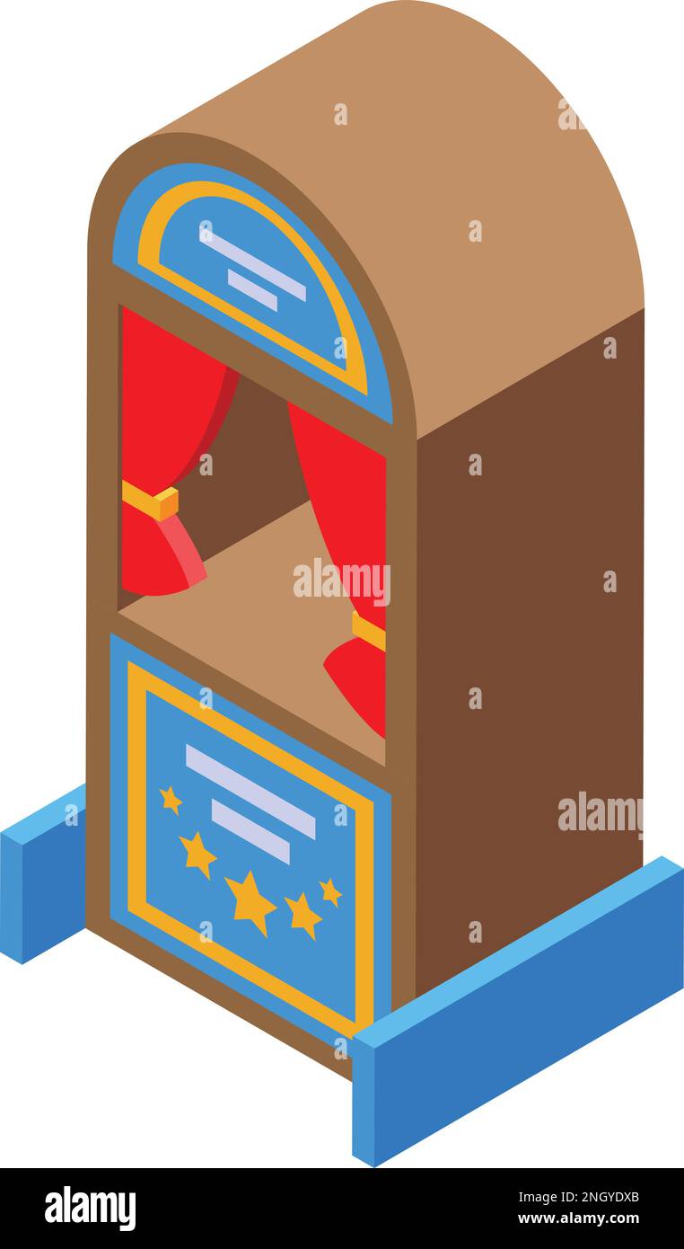 Kid theater icon isometric vector. Puppet stage. Animal performance ...