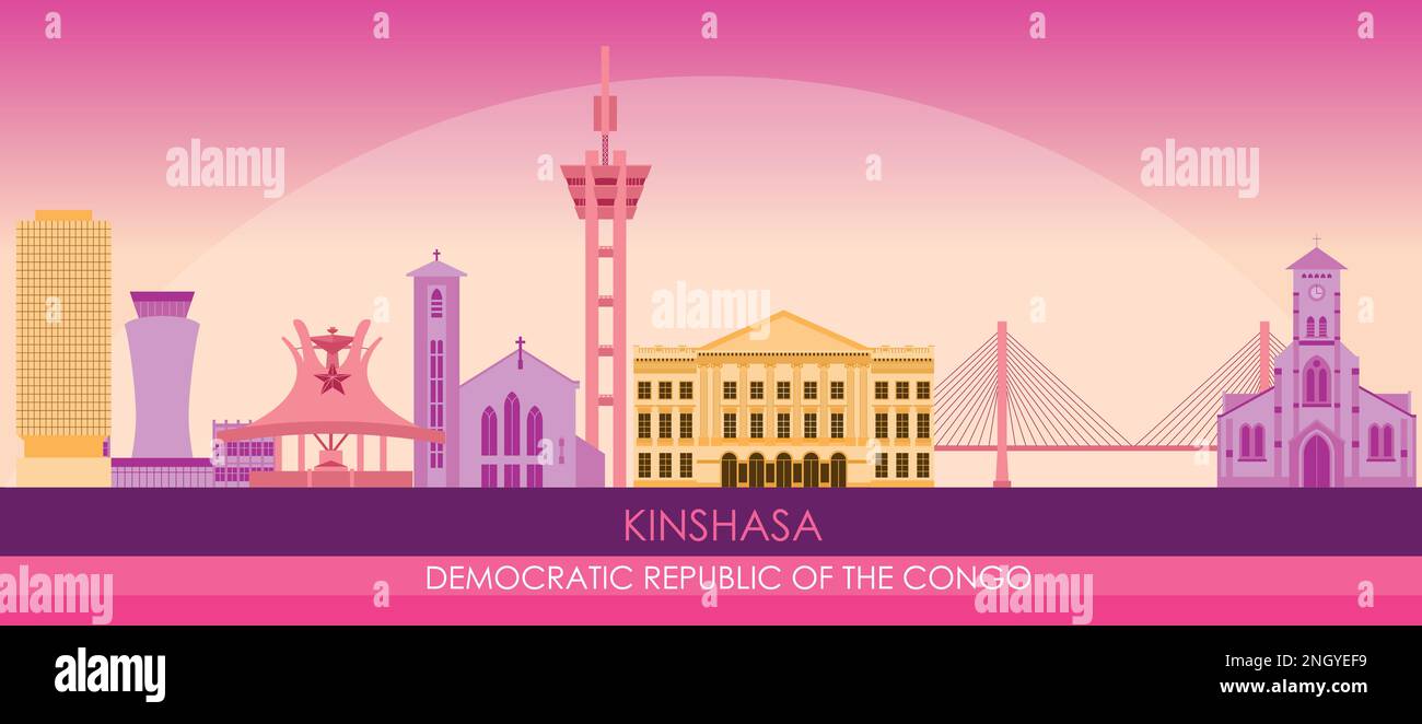 Sunset Skyline panorama of Kinshasa, Democratic Republic of the Congo ...