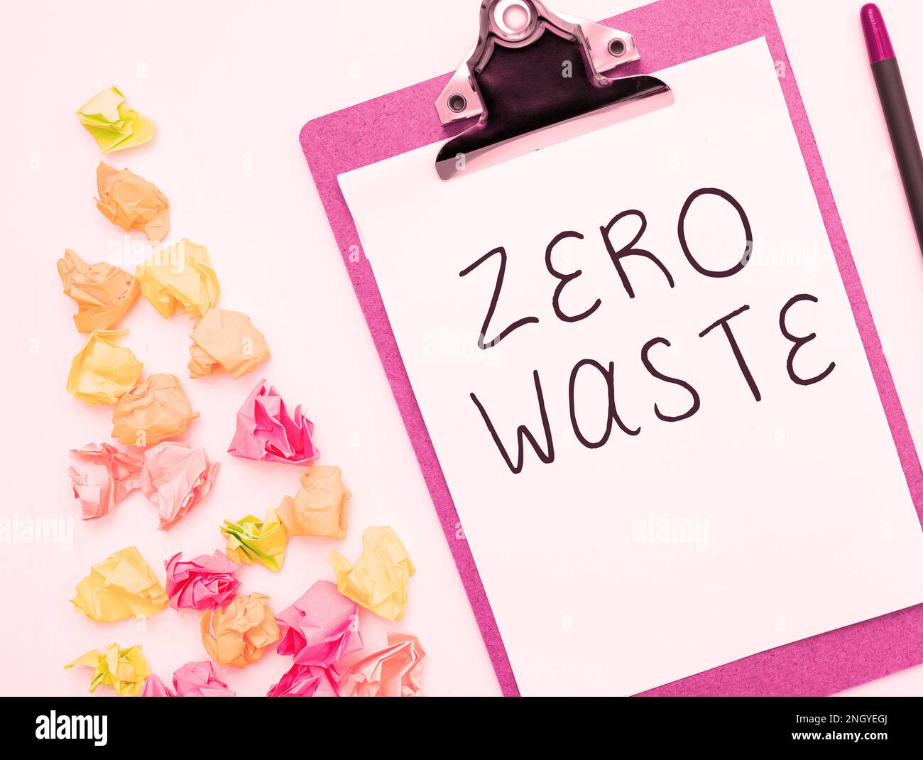 Hand writing sign Zero Waste. Word Written on industrial responsibility includes composting ...