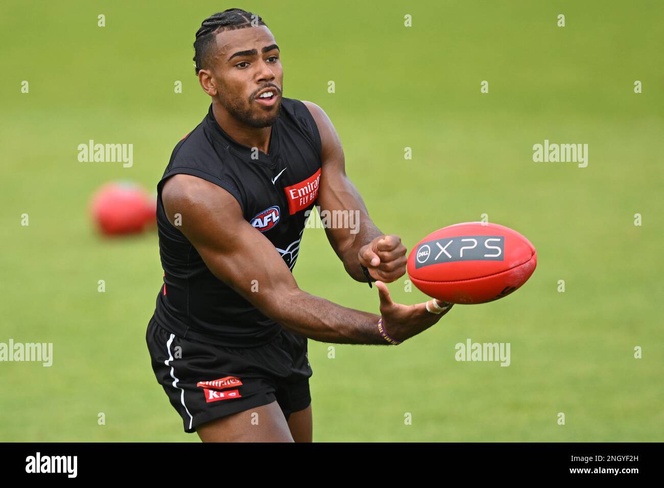 Isaac Quaynor of Collingwood in action during a Magpies AFL training ...
