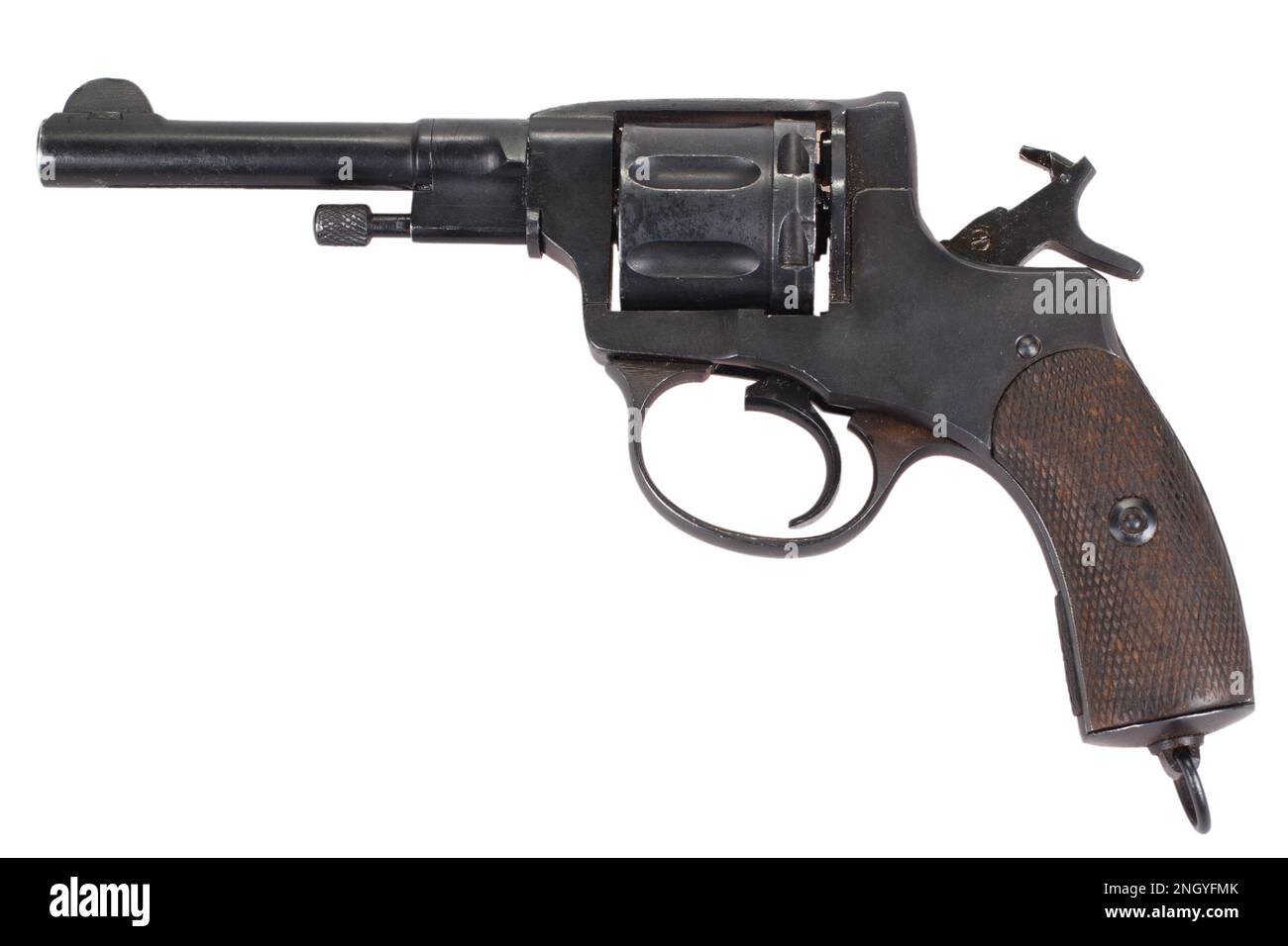 Cocked russian revolver isolated on a white background Stock Photo - Alamy