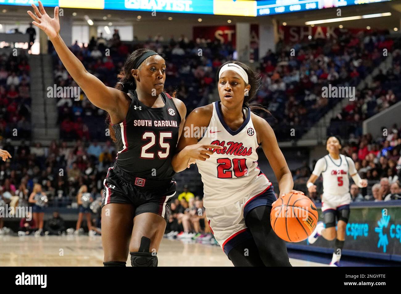 Mississippi guard Ayanna Thompson (20) attempts to dribble past South ...