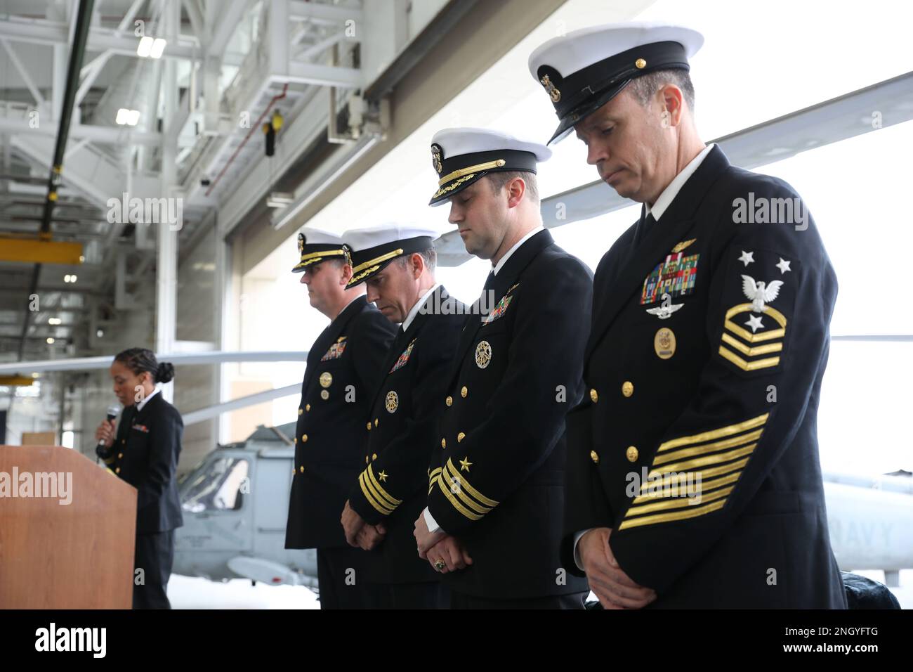 CORONADO Calif. (Dec. 1, 2022) U.S. Navy Sailors bow heads during the ...
