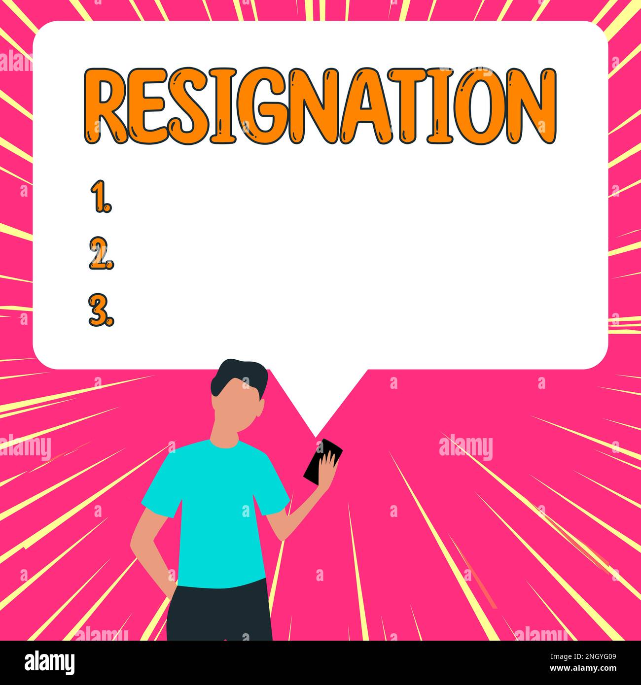 Text sign showing Resignation. Word Written on act of giving up working ...