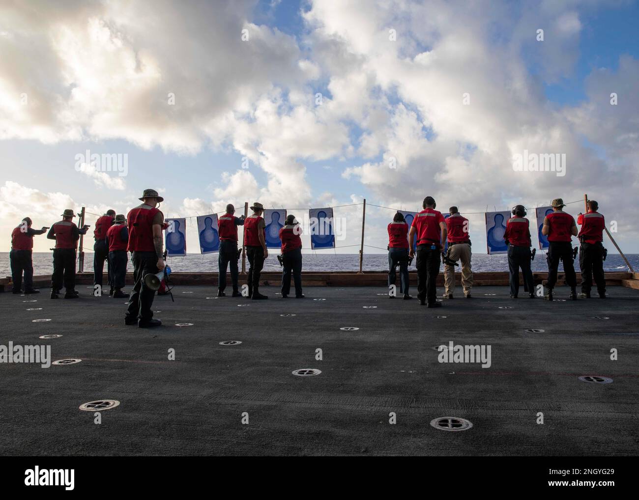 221201-N-IV962-1008 PACIFIC OCEAN (Dec. 1, 2022) – Sailors shoot an M9 ...