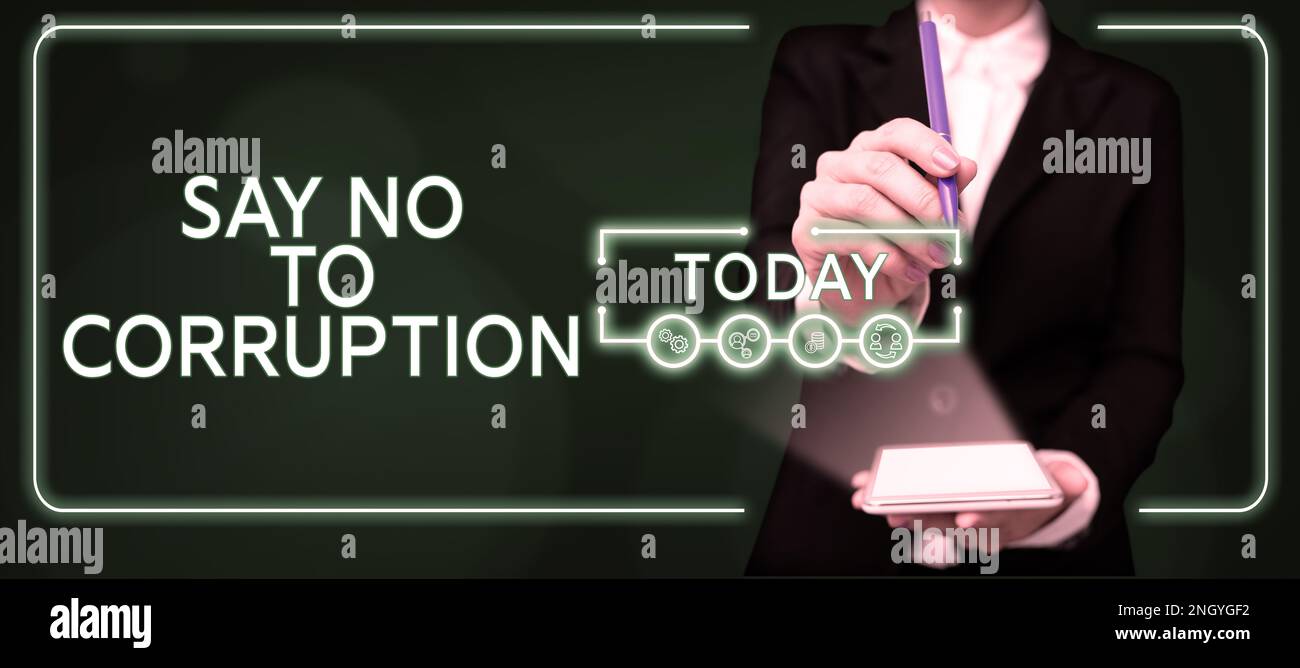 Text caption presenting Say No To Corruption. Business approach ...
