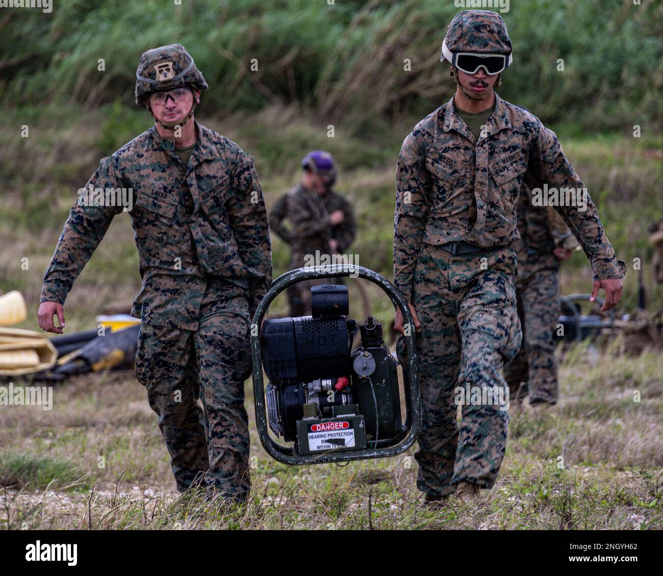 U.S. Marine Corps bulk fuel specialists with Marine Medium Tiltrotor ...