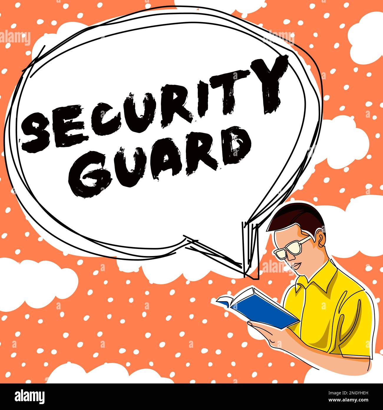 Hand writing sign Security Guard. Word for tools used to manage ...