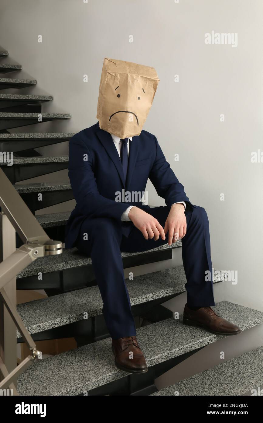 Sad man paper bag hi-res stock photography and images - Alamy