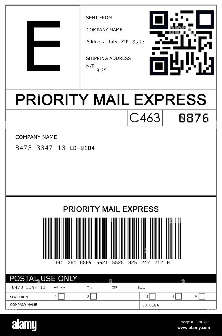 Label with data and barcode, illustration. Parcel delivery Stock Photo ...