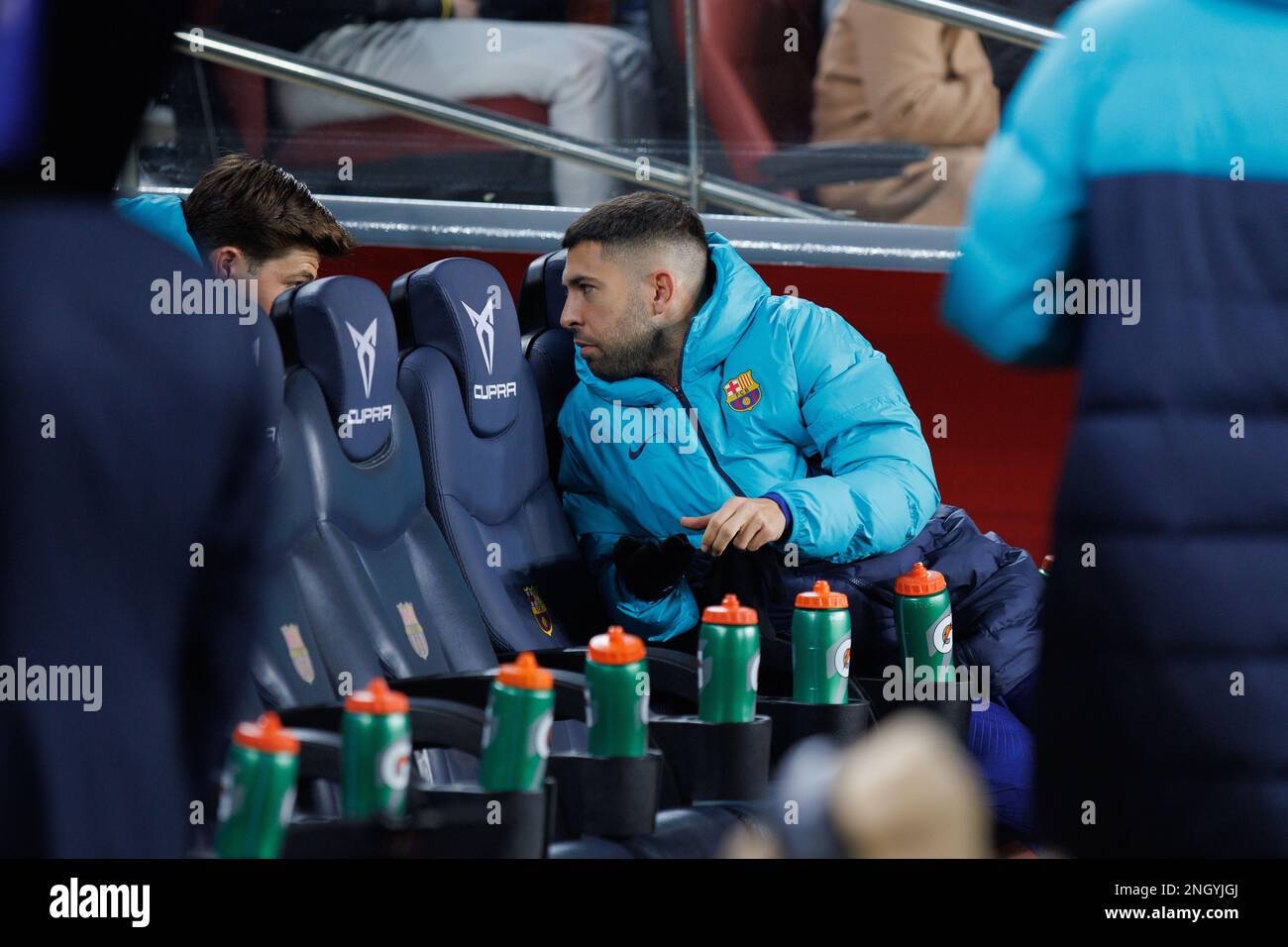 Barcelona, Spain. 19th Feb, 2023. Alba sits on the bench during the ...