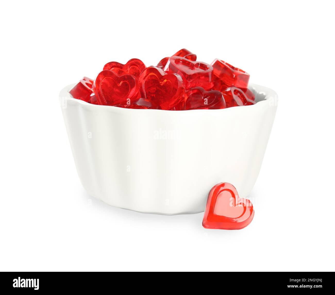 Sweet heart shaped jelly candies on white background Stock Photo - Alamy