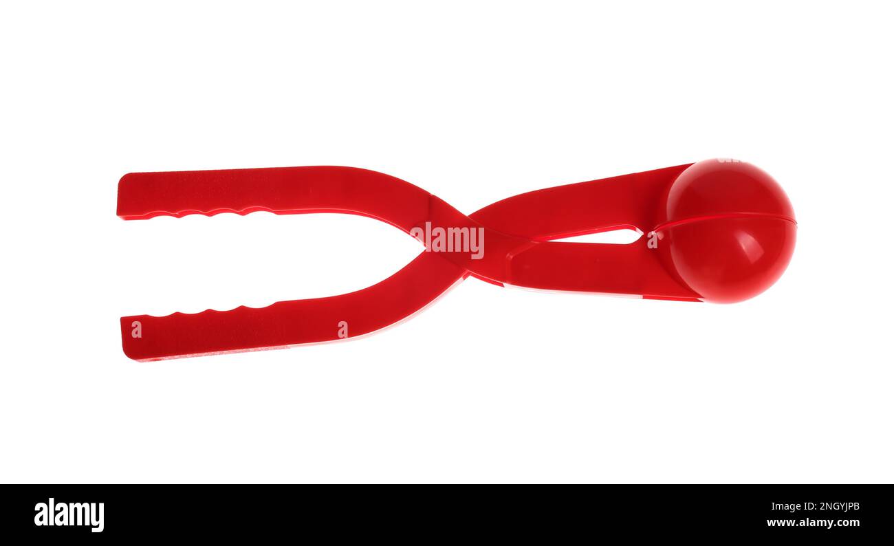 Red plastic snowball maker isolated on white, top view Stock Photo - Alamy