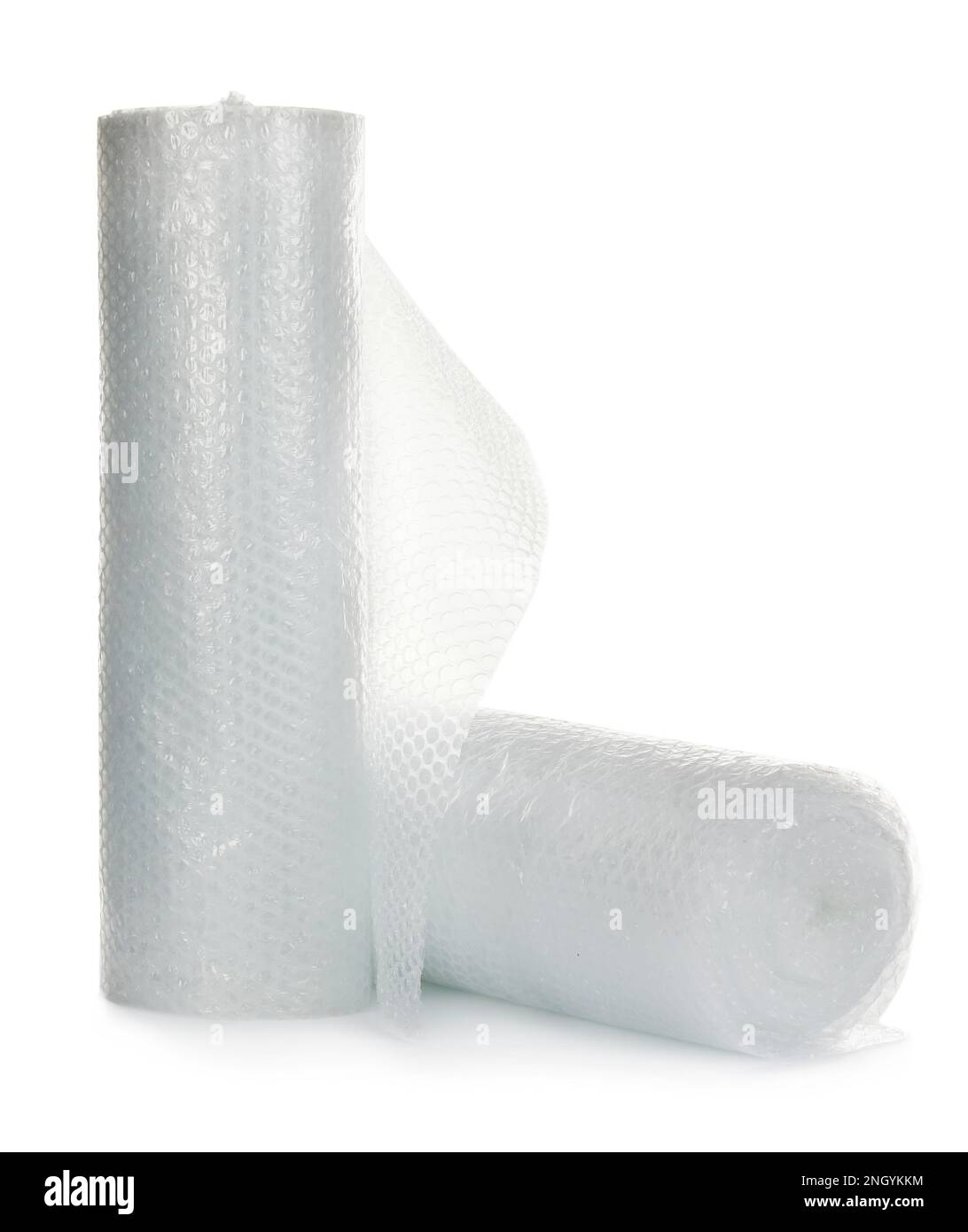Transparent bubble wrap rolls on white background Stock Photo - Alamy