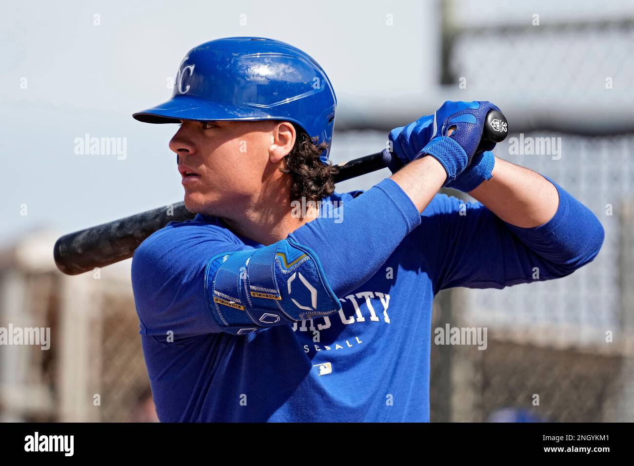 Kansas City Royals first baseman Nick Pratto waits to bat during spring ...