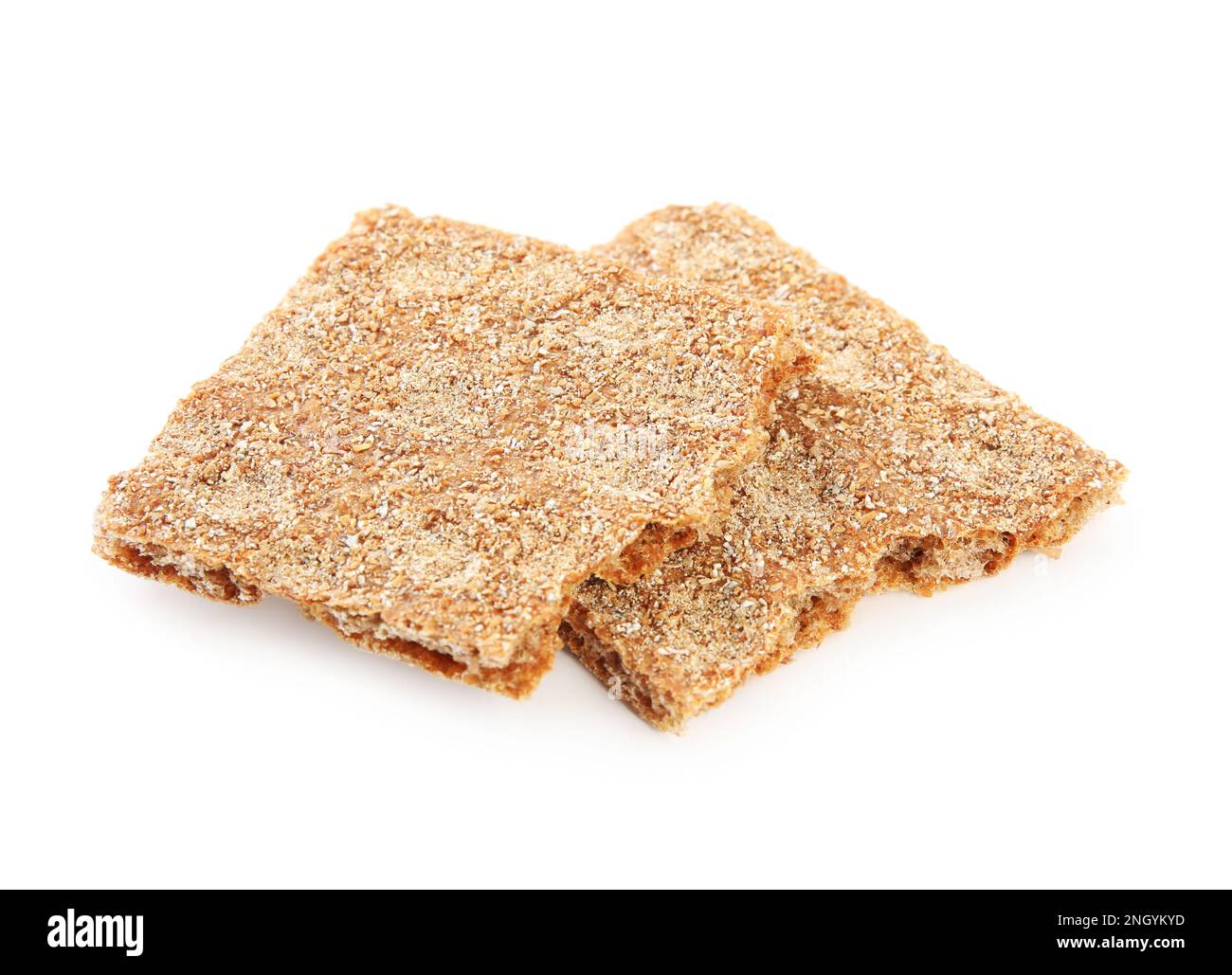 Pieces of crunchy rye crispbread on white background Stock Photo - Alamy