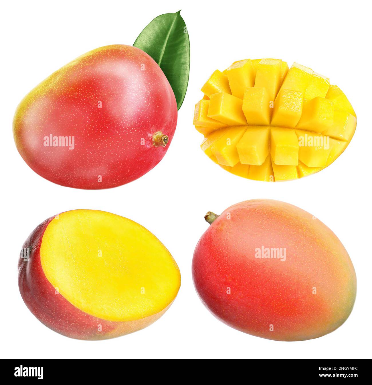 Set with delicious ripe mangos on white background Stock Photo - Alamy