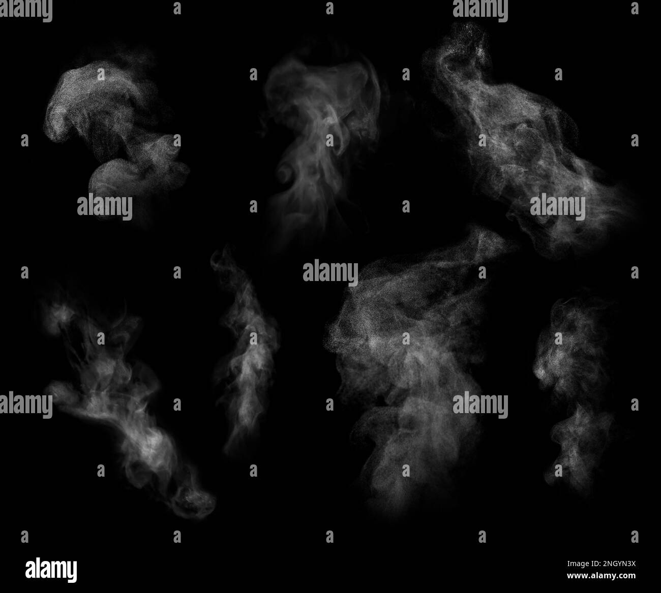 White steam columns rising on black background, collage Stock Photo - Alamy