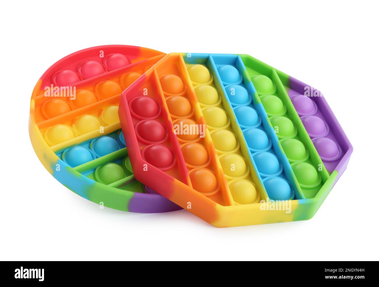 Rainbow pop it fidget toys on white background Stock Photo - Alamy